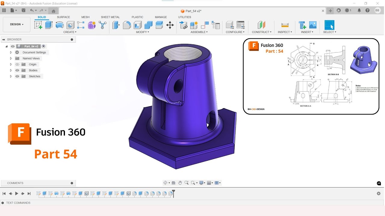 Fusion 360 tutorial 3D Modeling: Part 54