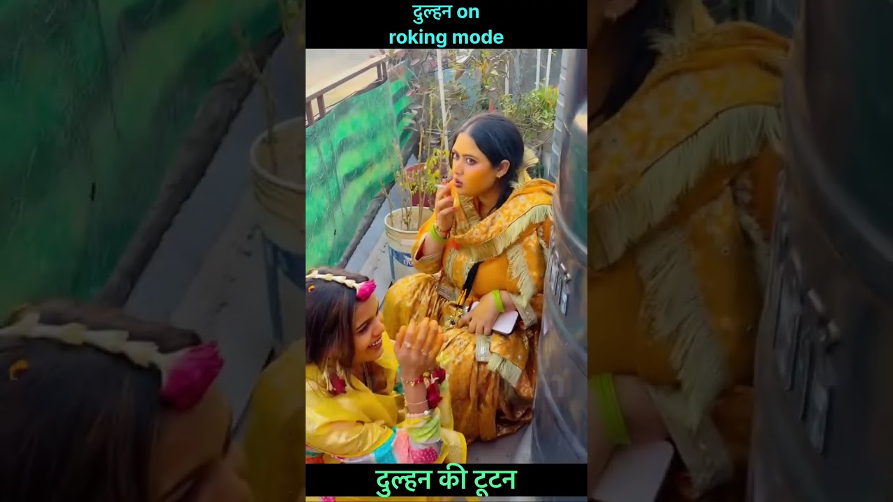 bride smoking on the haldi function