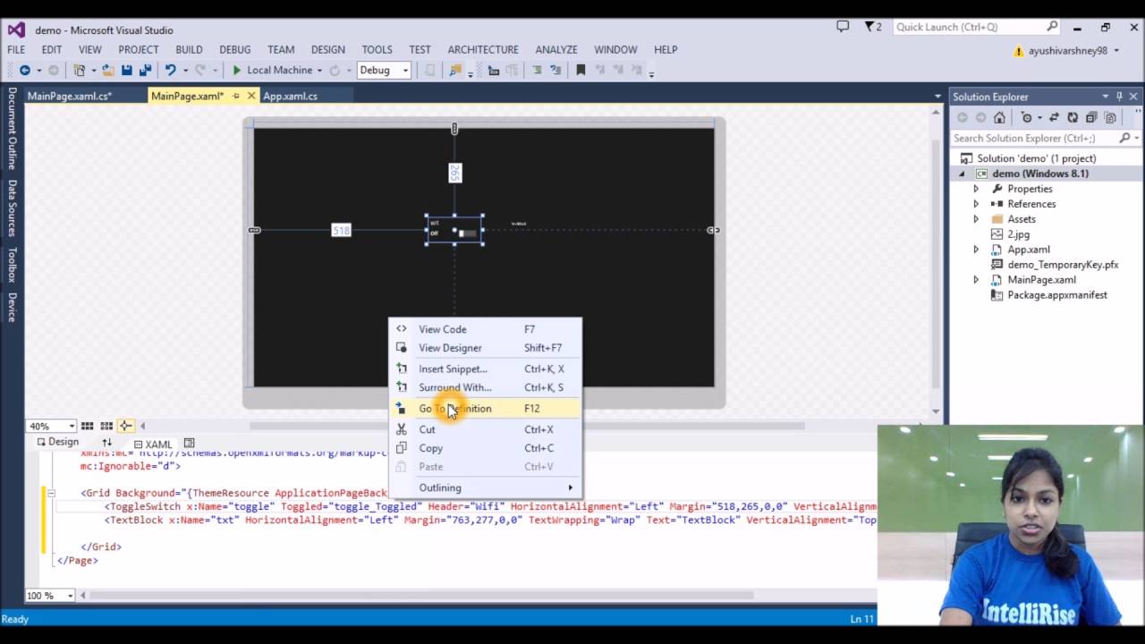 How to add toggle switch class in Windows Store App using C#