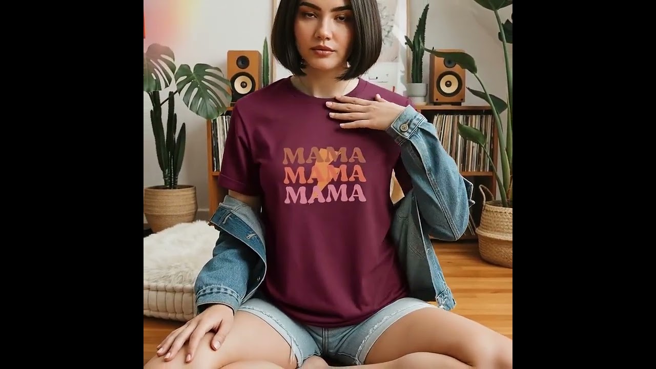 Retro Mama Stacked Graphic Tee, Minimalist Mother's Day Gift by Cannesia