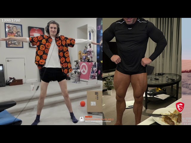xQc compares his legs to a bodybuilder's and the result is hilarious
