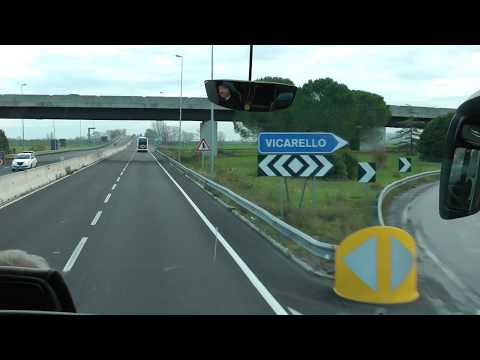driver view narrated Viking tour bus ride in Italy from Livorno to San Gimignano (1 of 3)