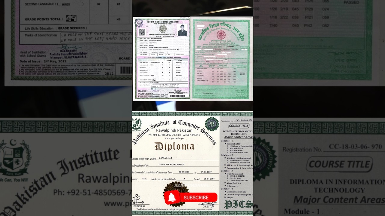 10th 12th diploma Certificate ✨🎓