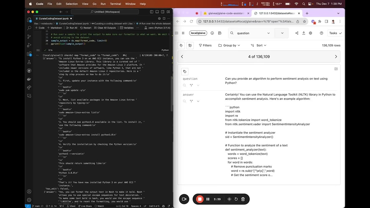 Curate a coding dataset with Lilac