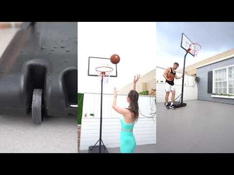 Soozier Basketball Hoop Freestanding Height Adjustable Stand with Backboard Wheels