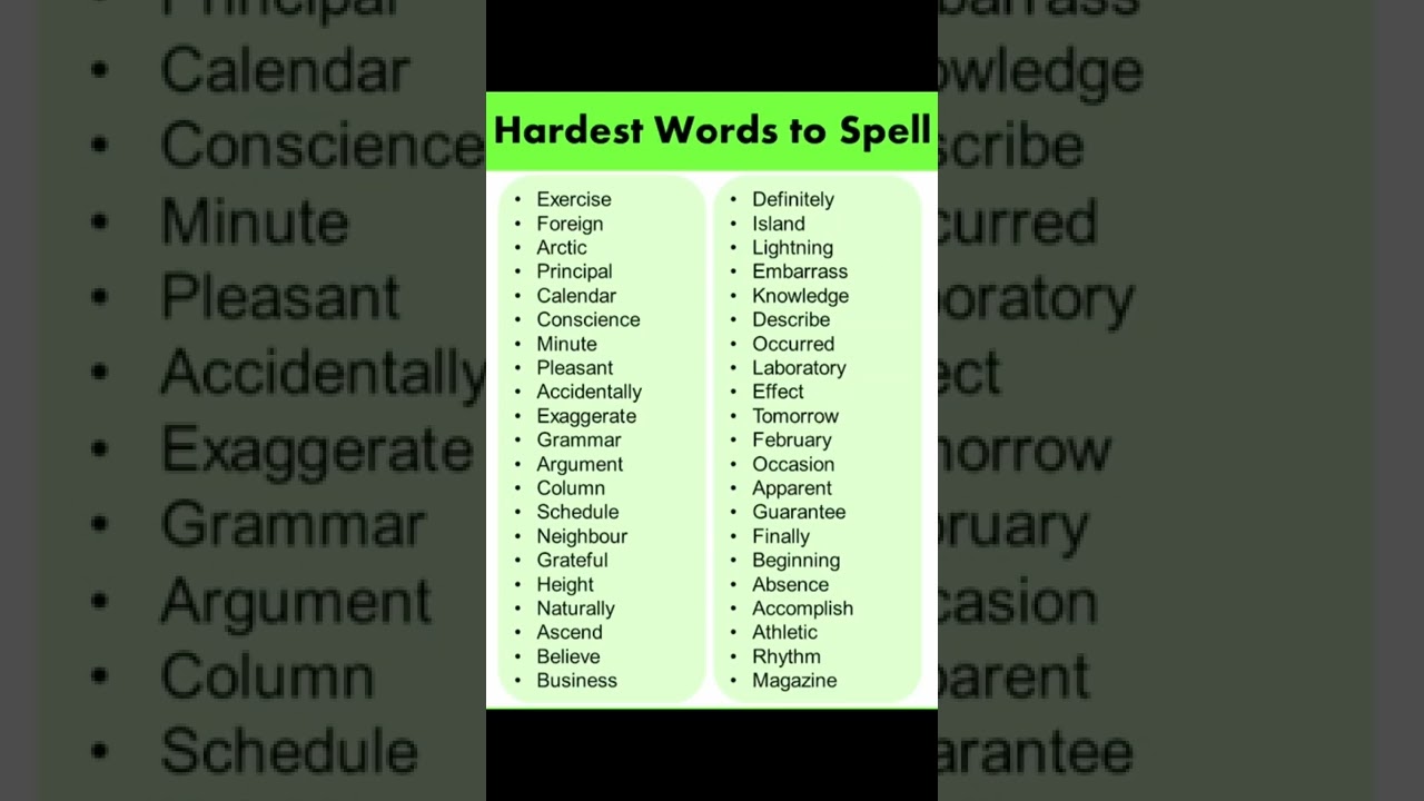 Hardest Words To Spell