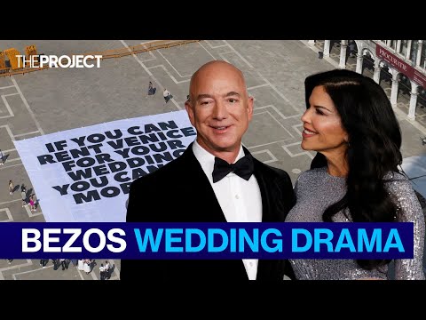 Venice Locals Protest As Jeff Bezos' Wedding Begins