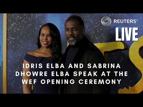 LIVE: British actor Idris Elba and his wife Sabrina Dhowre Elba speak at the WEF opening ceremony