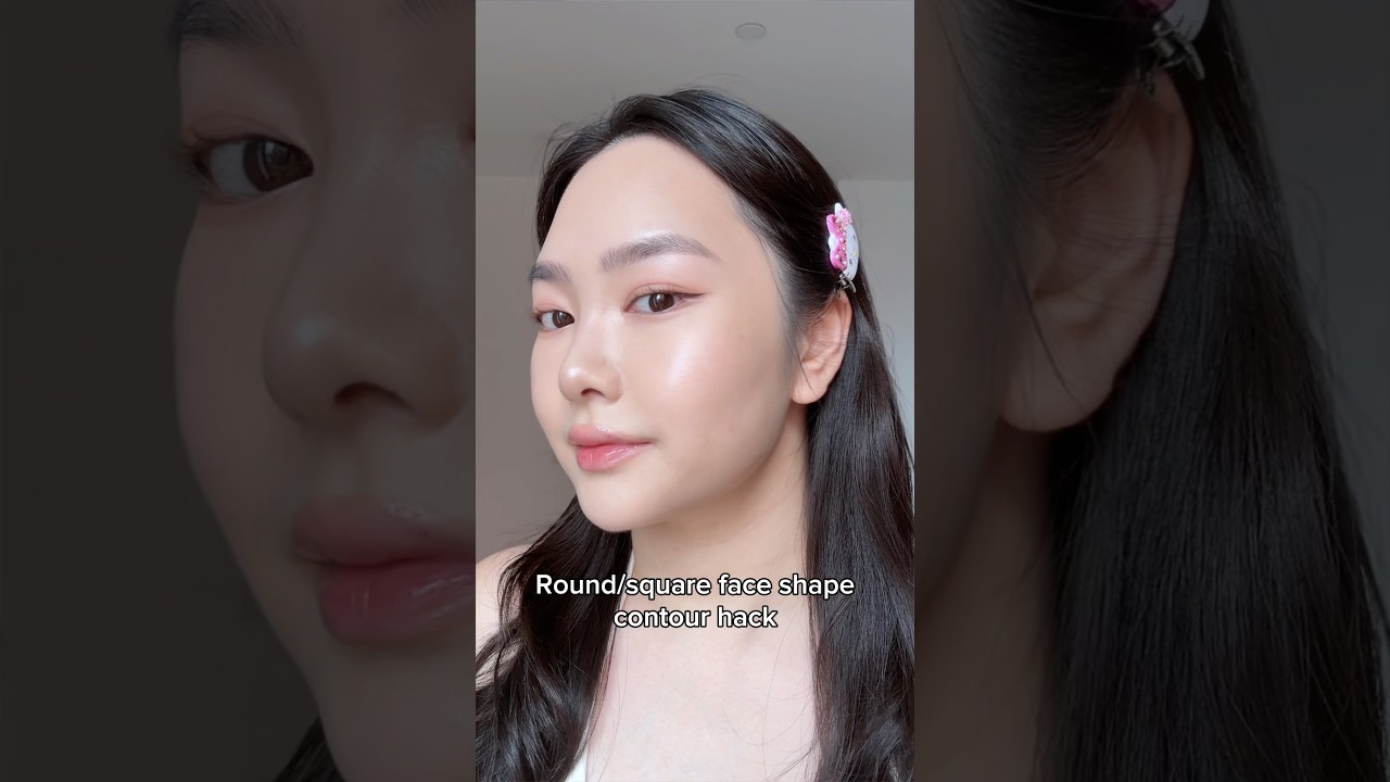 Round/ square face shape contour hack #makeuptips #makeuphacks #contour #contouring #makeuptutorial