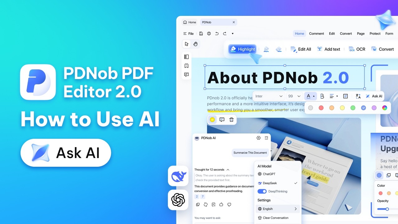 [PDNob PDF Editor 2.0] How to Use AI - Faster, Smarter & Multilingual Assistance