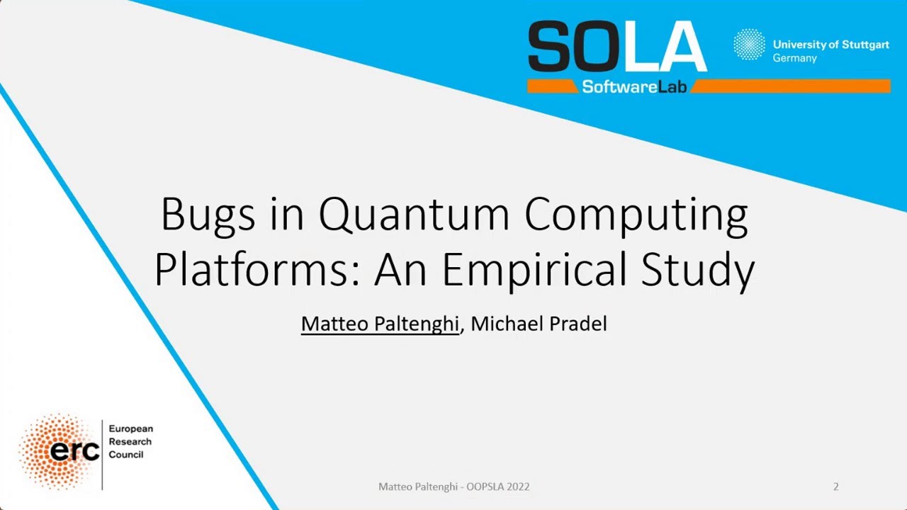 [OOPSLA] Bugs in Quantum computing platforms: an empirical study