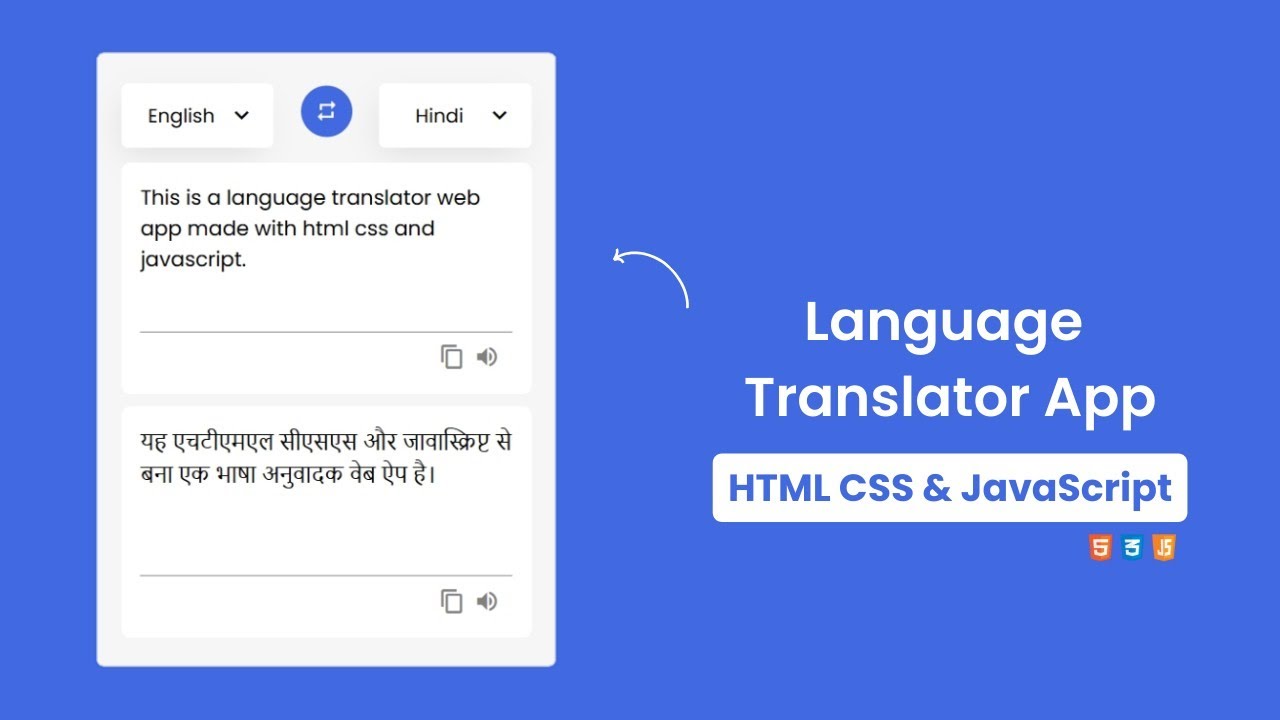 Language Translator App using HTML CSS & Javascript | Code With Harsh