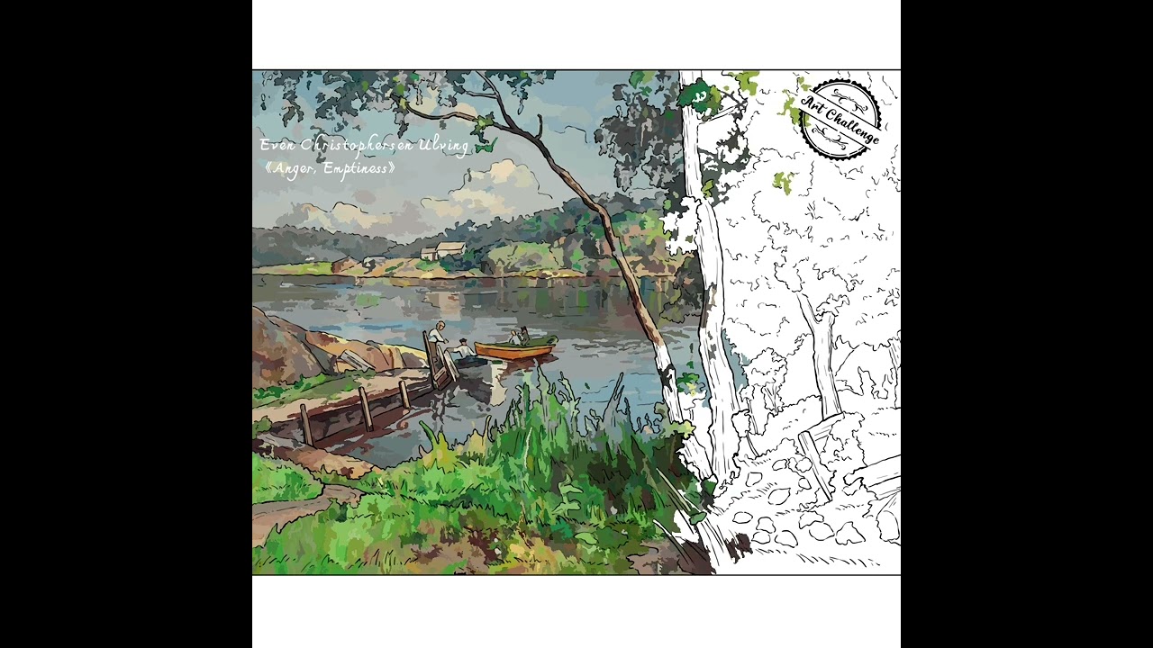 Lakeside Calm in Line Art- coloring by numbers with @TheColorGrid