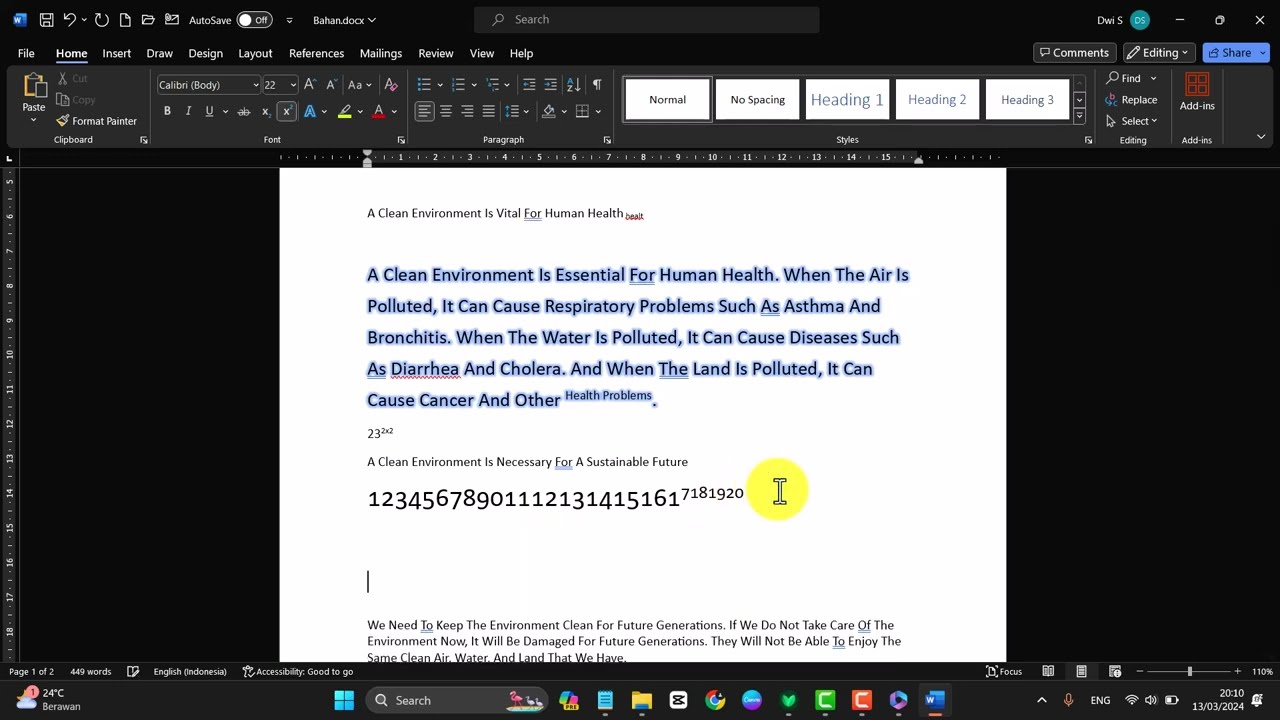 Microsoft 365: How to type subscript in Word