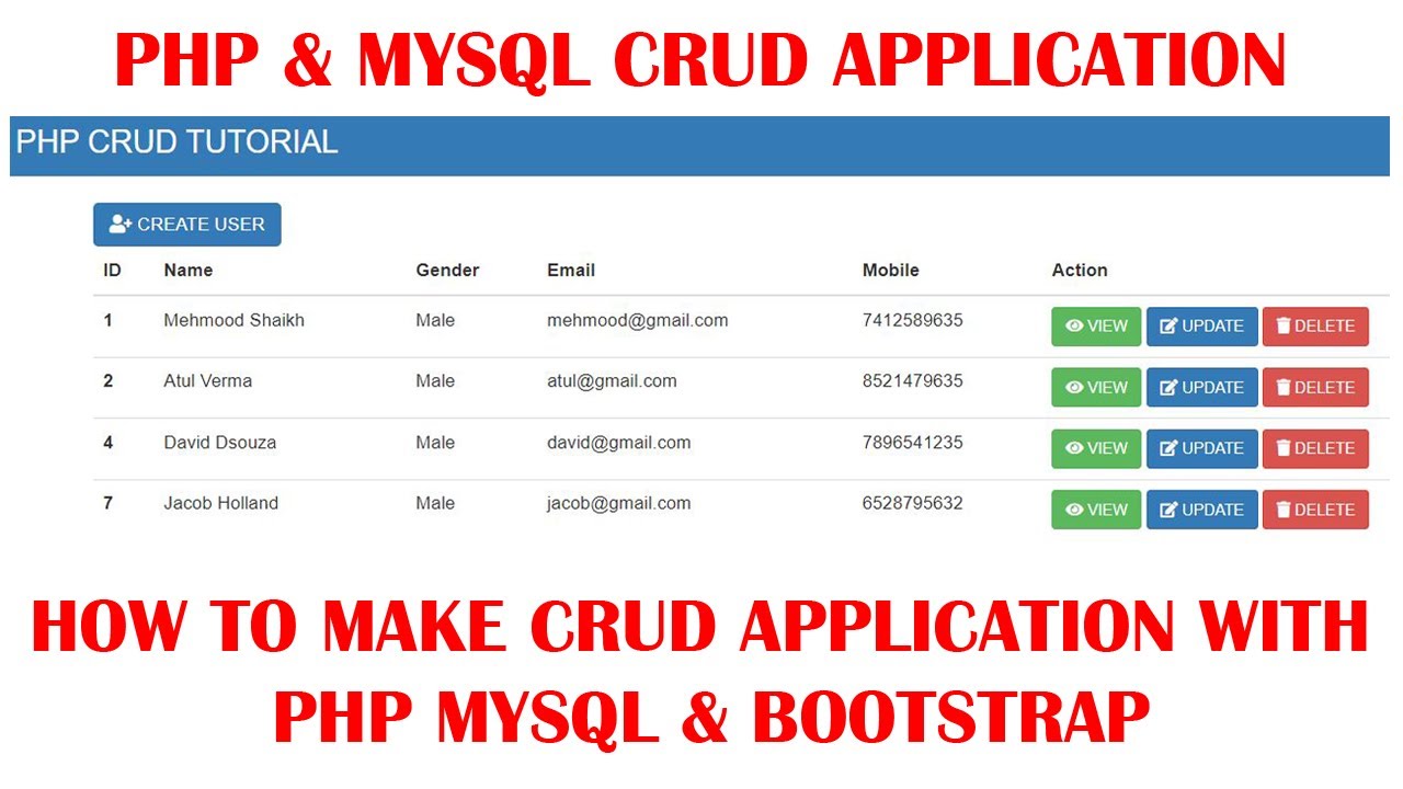 How to make a CRUD application using PHP MySQL and Bootstrap framework