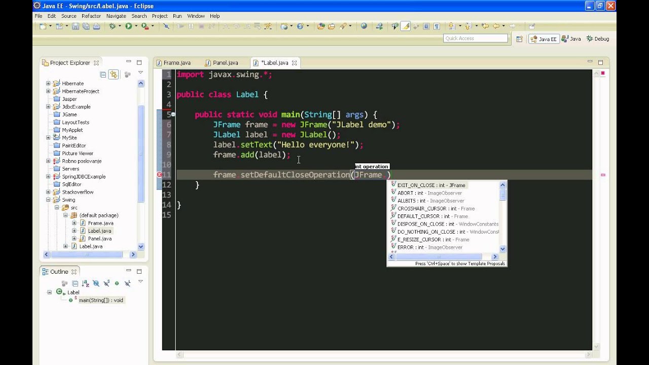 Java swing GUI tutorial #3: JLabel