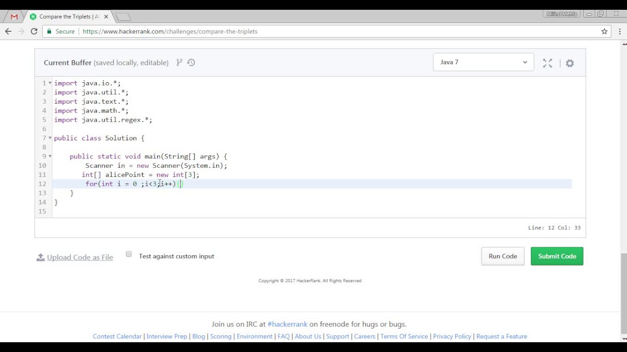 HackerRank Solution Algorithms CompareTriplets