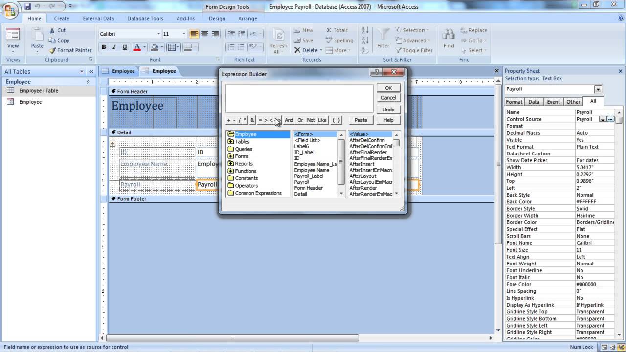How to Use Microsoft Access Expression Builder