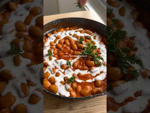 Creamy harissa butter beans 🌶️ #vegan #veganfood Recipe is in the comments!