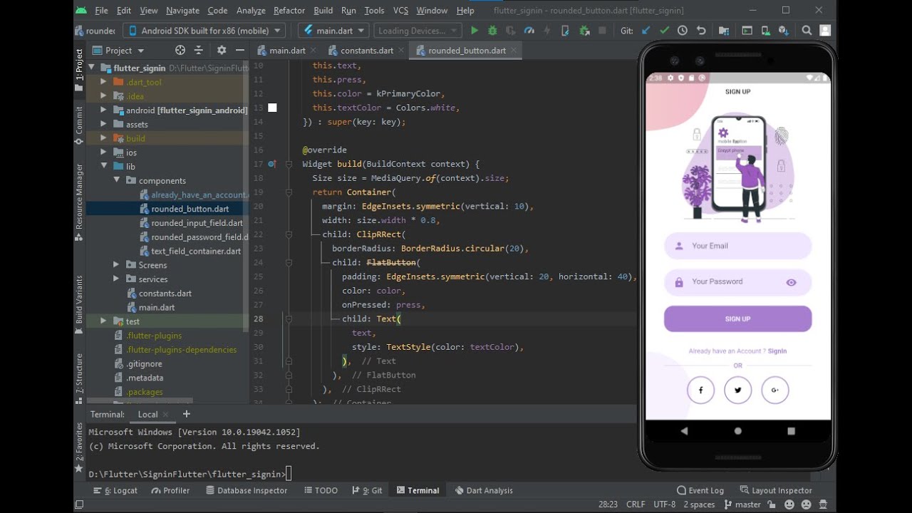 Flutter Signin Signup UI | Mobile App | Login Signup Welcome pages | Demo
