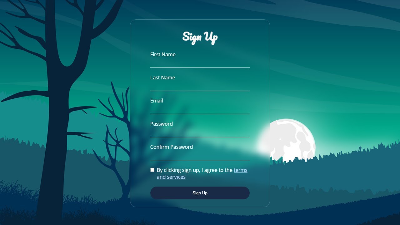 Responsive Registration Form Using HTML, CSS | Glass morphism Modern UI