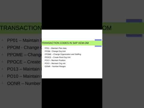 T-codes in Organizational Management #OM #saphcm #sap