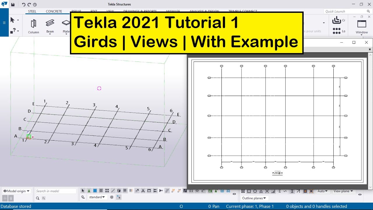 Tekla 2021 Tutorial 1| Girds | Views | With Example