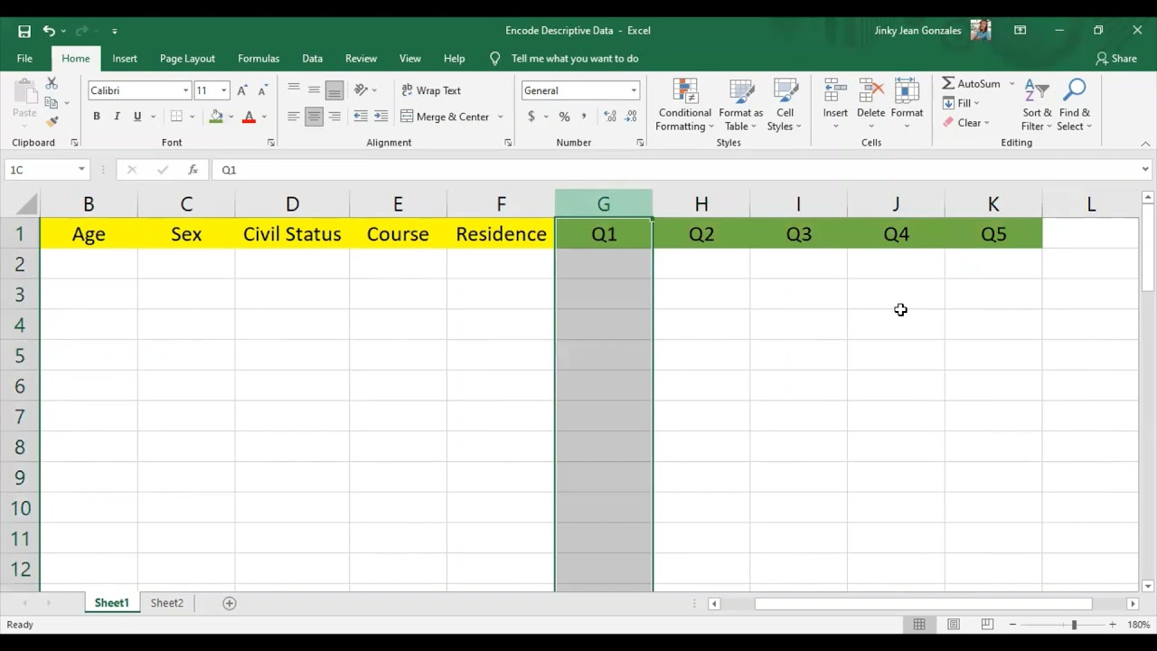 Encode Your Data on Excel File (Descriptive Research)