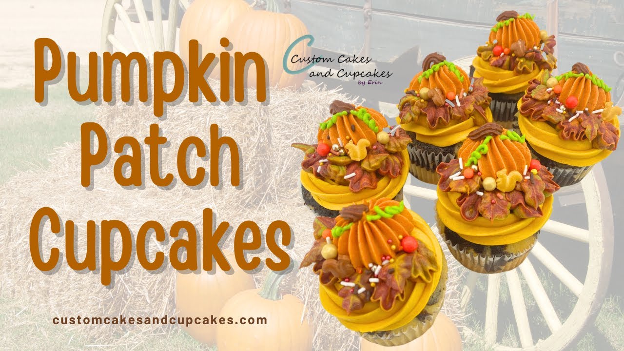 PUMPKIN PATCH CUPCAKES Tutorial: How to Pipe Fall Autumn Color Buttercream Frosting Leaves, Pumpkins