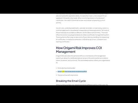 How Origami Risk Streamlines Certificate of Insurance (COI) Management | USA 2025 | Dihan Mega