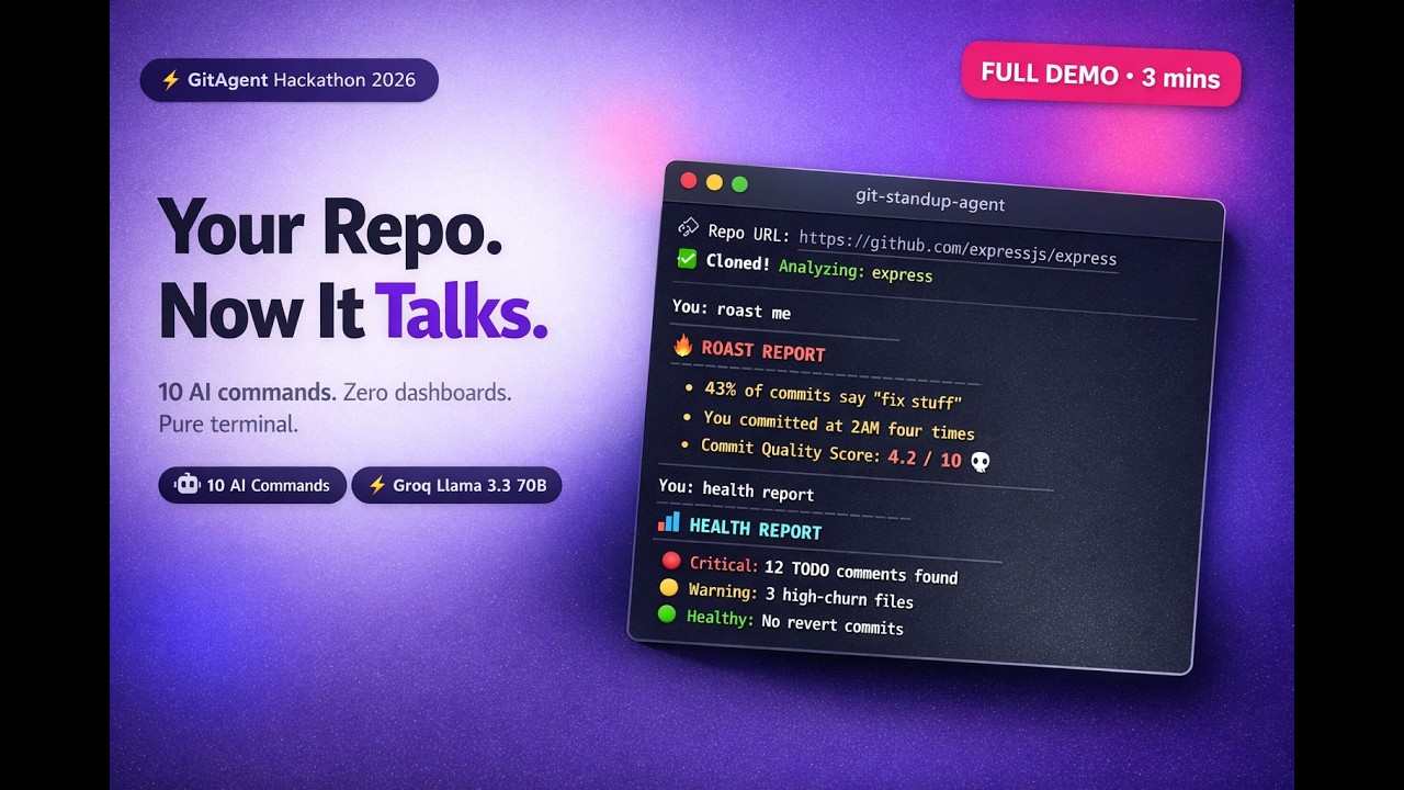 Git Standup Agent Demo | AI Agent That Turns Git Commits into Standups, PR Summaries & Repo Insights