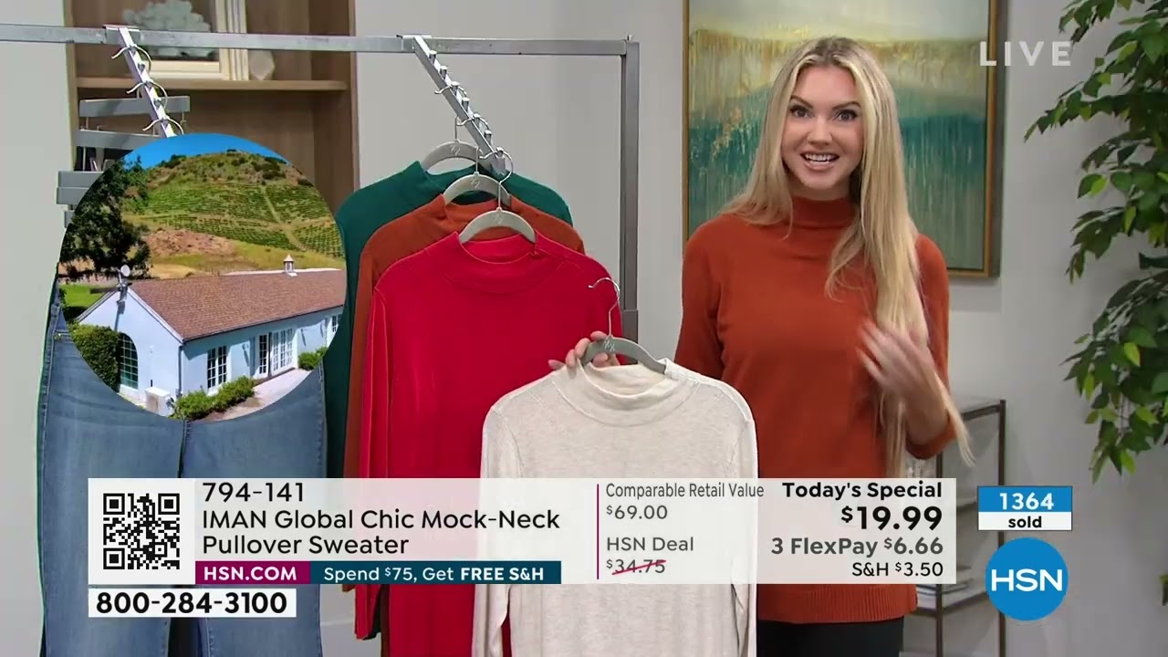 IMAN Global Chic MockNeck Pullover Sweater