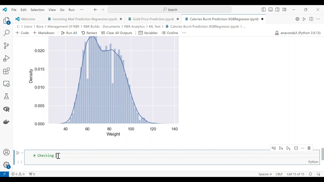 Predicting calories burnt using machine learning with Python