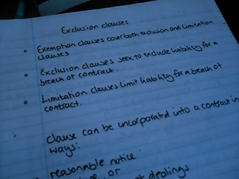 Exclusion clauses - contract law