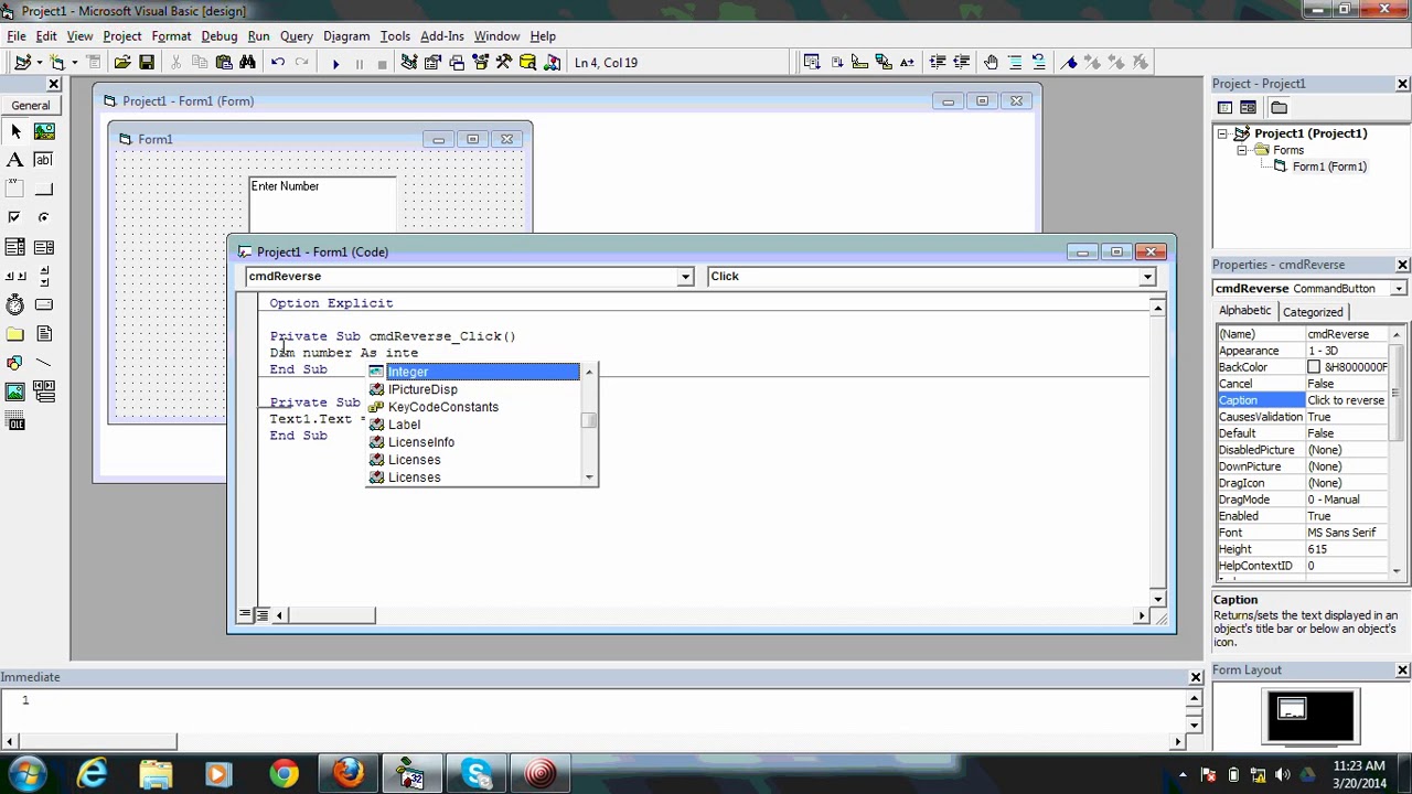 Program to Reverse given number using Visual Basic 6