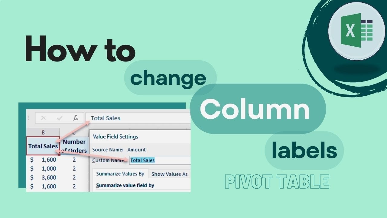 Excel Pivot Table: How To Change Column Labels