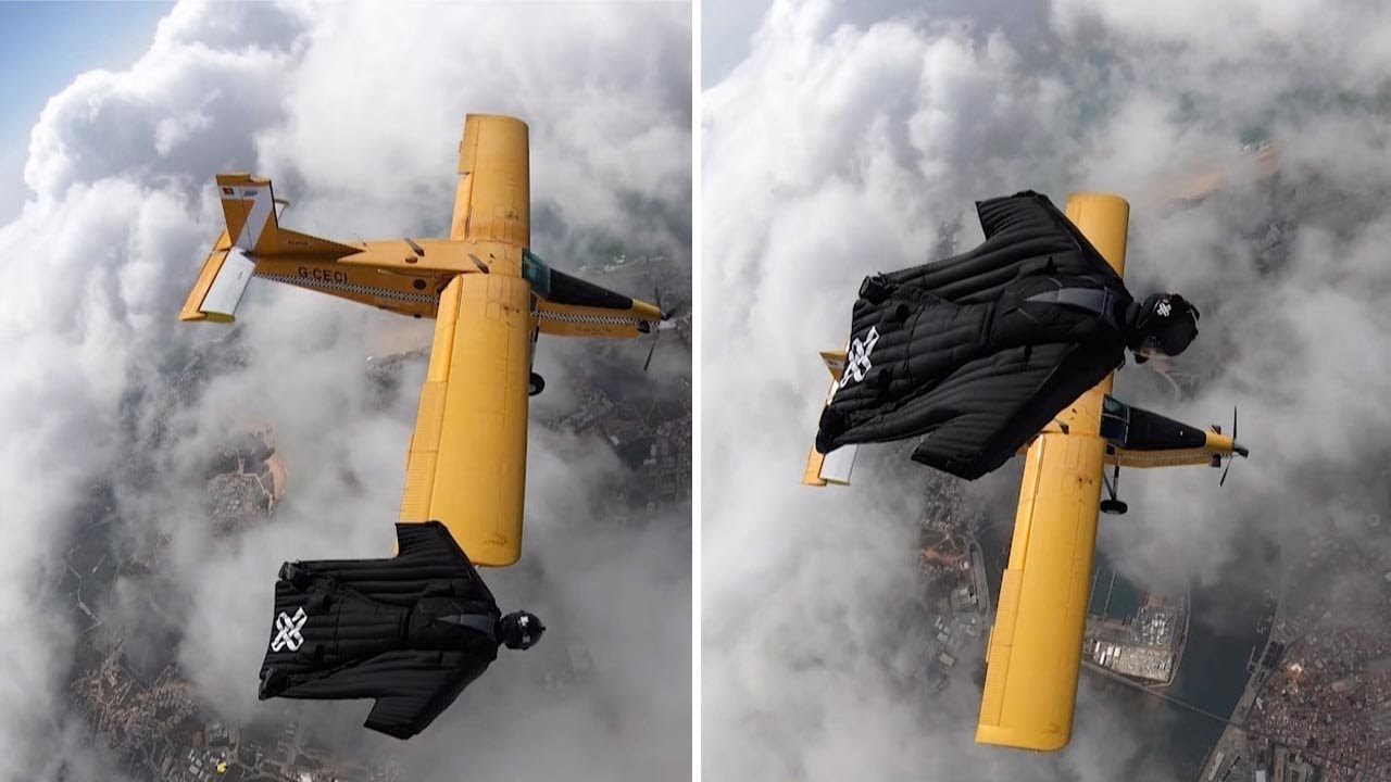 Daredevil Flies Alongside Plane