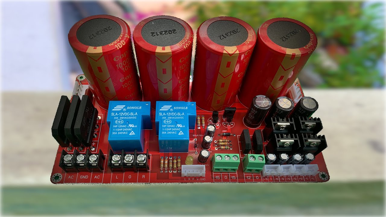DIY Class-AB amplifier power supply using 4 capacitors with speaker protection | DCA Project