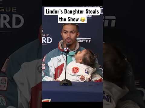 Fransisco Lindorโs daughter is so Cute! #mets #playoffs #pressconference