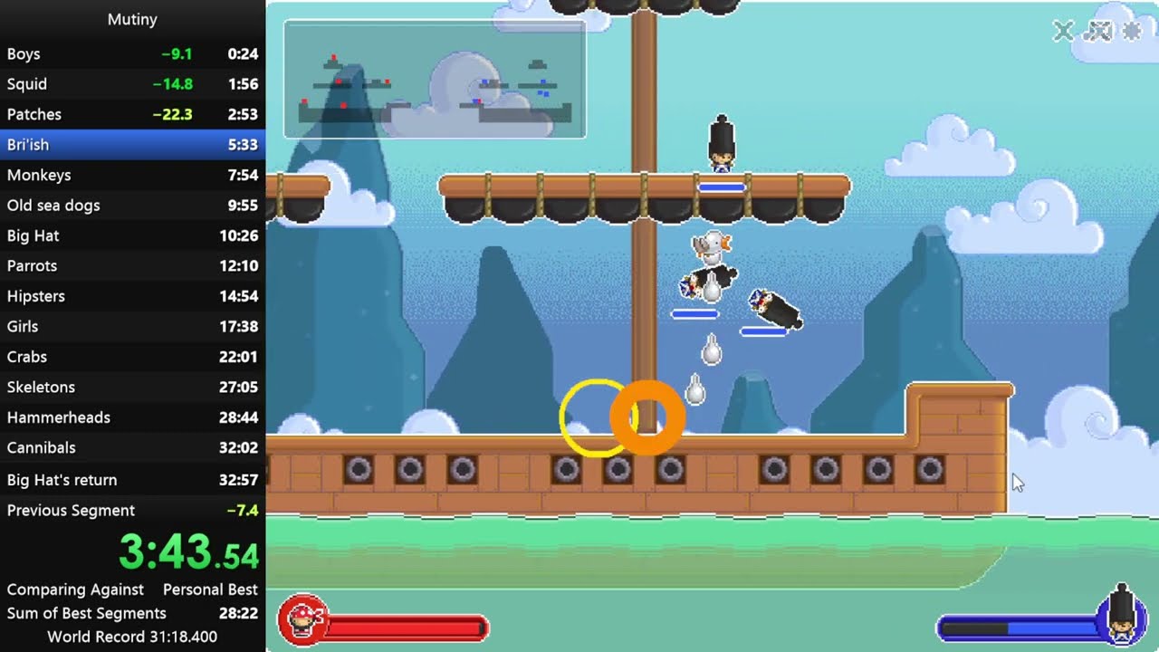 Mutiny by Nitrome speedrun (first ever sub 29)