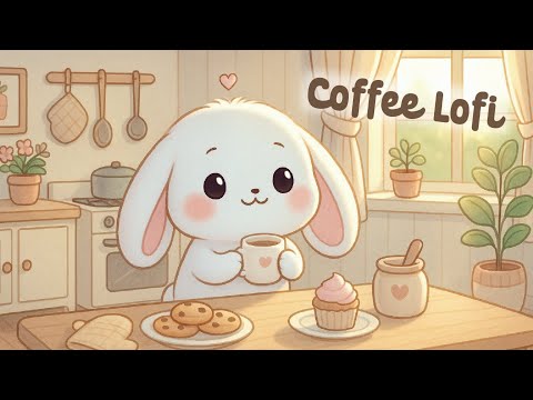 Coffee Lofi Cafe Music ☕✨ 4 Hour Happy Lofi Song 🎵 Cute Lofi Bunny 🐇 relaxing music 🍩 Lofi Hip Hop