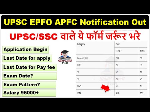 UPSC EPFO APFC Notification 2023 | UPSC EPFO Exam Date | APFC Official Notification Out | Cutoff