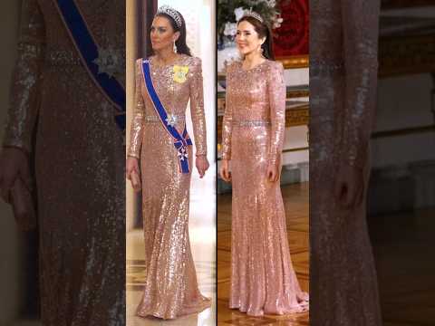 The matching dresses worn by style sisters Princess Catherine and Queen Mary of Denmark.