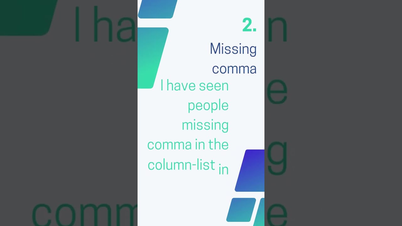 3 SQL Syntax Errors which are very common