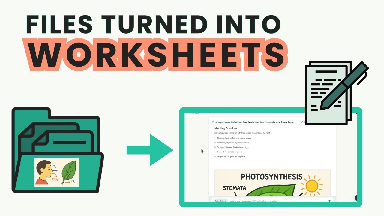 How to generate worksheets from any file using AI | Turn PDFs, Docs and images into class worksheets