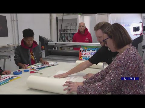Ana learns how to make signs at FASTSIGNS of Schaumburg
