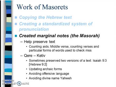 Text of the OT I Masoretic Text