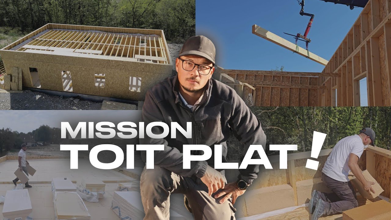Construction of a complete flat roof: wooden structure, insulation and waterproofing!