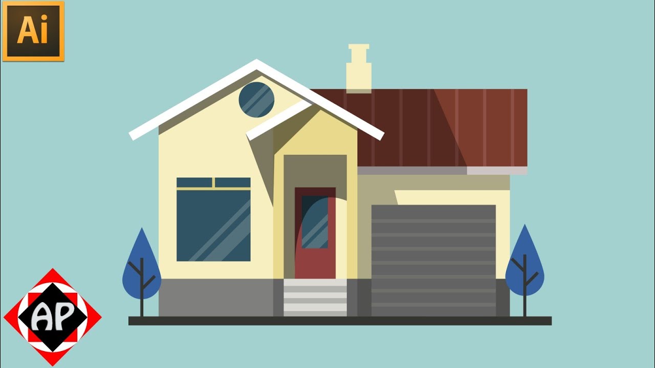 A Dream House (Flat Design) - Adobe Illustrator