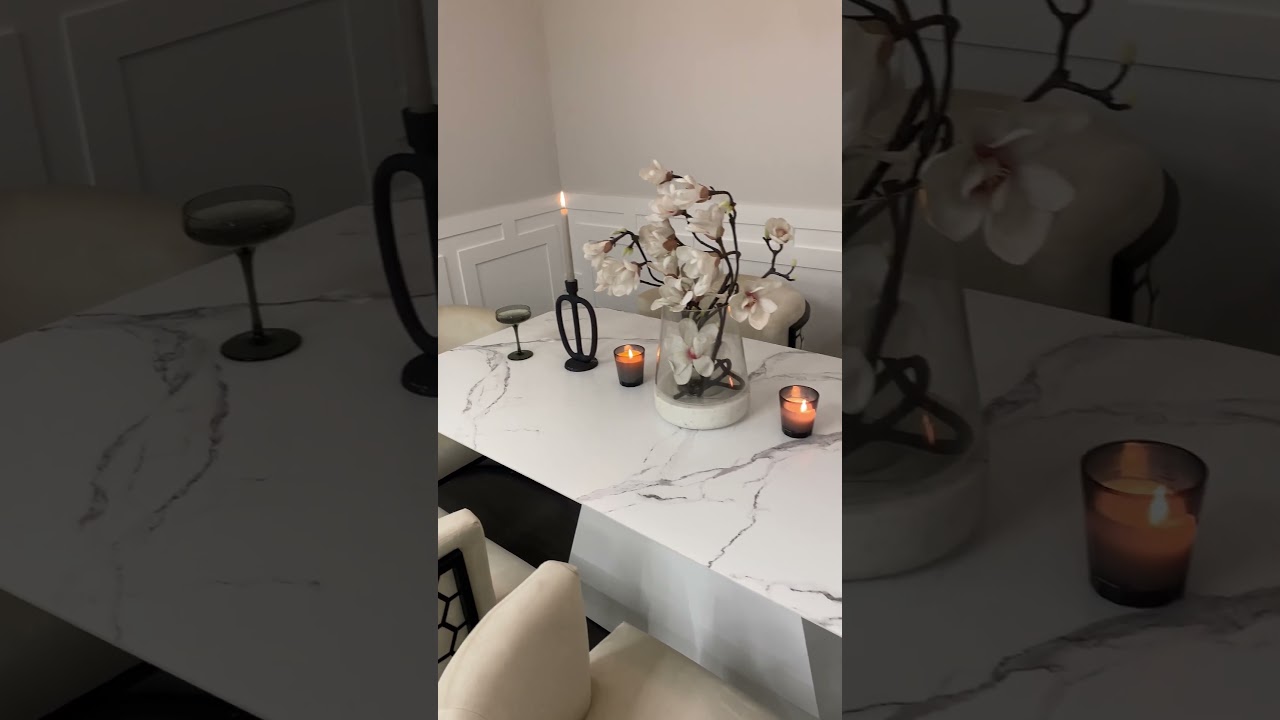 Loretta Table and 6 Alveare Black Chairs - Chalk